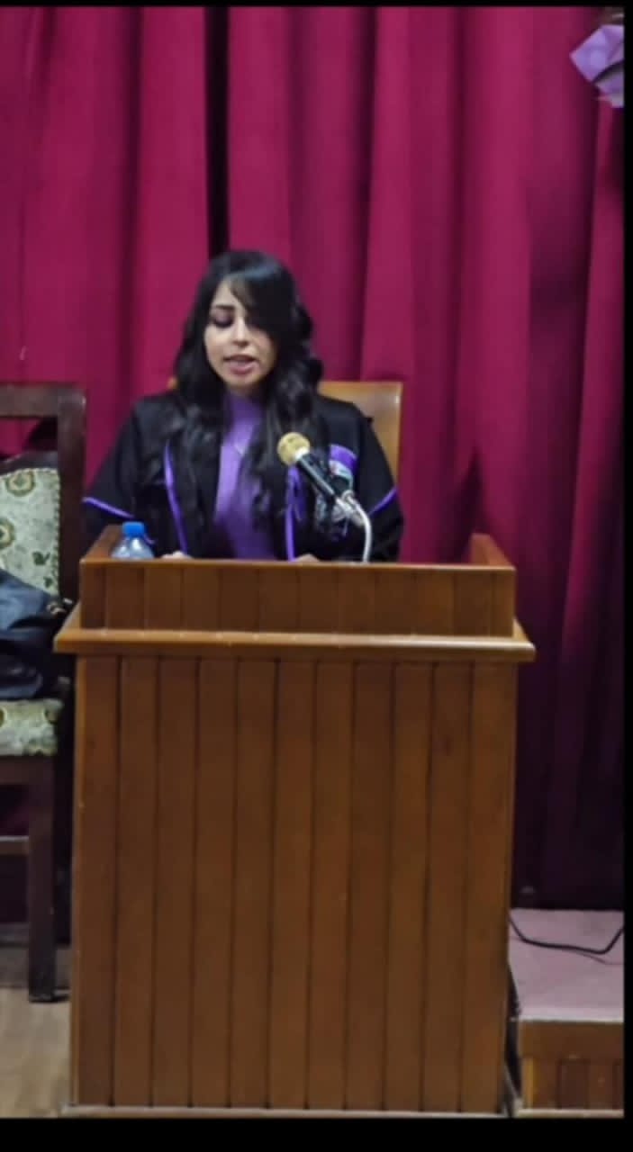 Awarding researcher Razan Abu Ismail a master’s degree in the Arabic ...